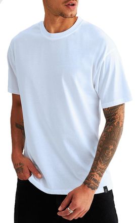 LEIF NELSON Herren Sommer T-Shirt Rundhals-Ausschnitt (Weiß, Größe L), Relaxed Fit 100% Baumwolle, Casual Basic Männer Kurzarm