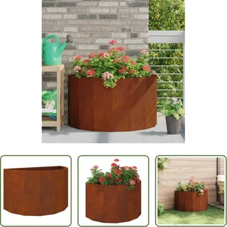 vidaXL vidaXL Pot demi-ronde - Jardini&egrave;re Rouill&eacute; 90 x 45 x 50 cm