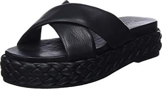 Shabbies Amsterdam Amsterdam Femme Pantoufles en Cuir Nappa Souple Shs1365 Sandales Plates, Noir, 37 EU