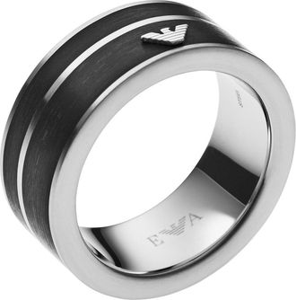Emporio Armani Herren Ring EGS2032040, Silber/Schwarz, 64 DE