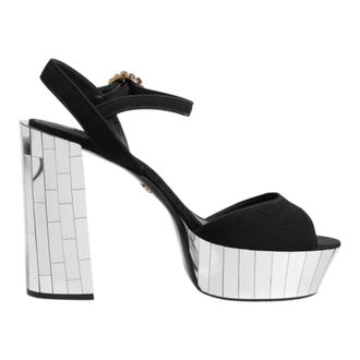 Dolce & Gabbana Schwarze Kristall Kn&ouml;chelriemen Sandalen - - Shoes - Damen - Schwarzk - 36 EU