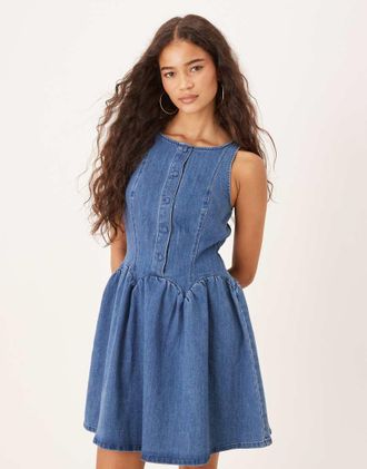 Never Fully Dressed Monika - Robe courte en jean - Bleu