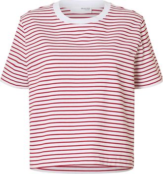 Selected Slfessential Ss Striped Boxy Tee Noos