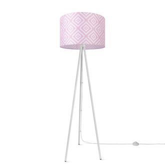 Paco Home Stehlampe Wohnzimmer Dreibein Modern E27 Leselampe Stehleuchte Retro Lampenschirm Stoff Geometrisch Mit Stecker