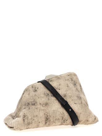 The Attico Womens Day Off Clutch Gray Leather