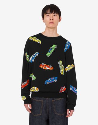 Moschino Pullover aus reiner Baumwolle mit Intarsien - Schwarz