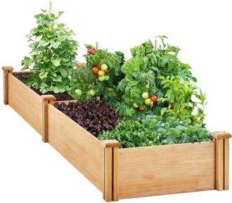 Yaheetech Carr&eacute; Potager en Bois Bac Potager Sur&eacute;lev&eacute; Potager Ext&eacute;rieur/Int&eacute;rieur Bac &agrave; Fleurs L&eacute;gumes pour Jardin Cour Serre Terrasse 245,5 cm L x 62,5 cm l x 2