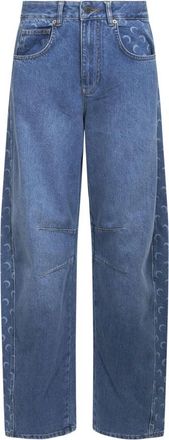 Marine Serre Femme, Jeans, Bleu, Taille: 36 FR Moon Laser Baggy Jeans