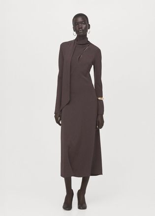 Mango Robe &eacute;vas&eacute;e foulard marron - Femme - XS - MANGO