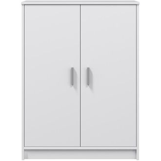 PEGANE Armoire &agrave; chaussures ADEL avec 2 portes et 6 &eacute;tageres ( 30 paires ), coloris blanche - hauteur 101 x profondeur 36 x largeur 75 cm -PEGANE
