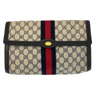 Gucci Pre-owned GG Supreme Leder Clutch - - Pre-owned - Damen - Beige - ONE SIZE