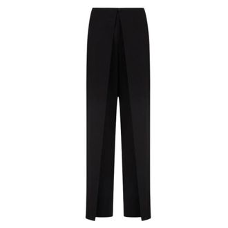Emporio Armani Hose mit flie&szlig;endem Cr&ecirc;pe-Einsatz - - Trousers - Damen - Schwarzk - 3XL
