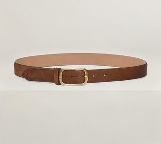 Reptiles House Alma Schnalle und 30 mm nahtloser Ponyfell gürtel - Mahagoni