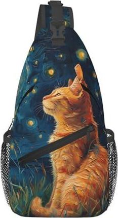 Generic Sacoche Tactique Gribouillage de chat &eacute;toil&eacute; L&eacute;ger Sacs Poitrine Mode Sling Sac &agrave; Dos pour Homme Camping Femme