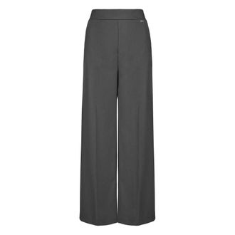 Bomboogie Femme, Pantalons, Gris, Taille: 42 FR Pantalon Palazzo L&eacute;ger en Laine M&eacute;lang&eacute;e &agrave; Jambes Larges