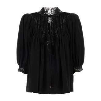 Chlo&eacute; Femme, Blouses et Chemises, Noir, Taille: 40 FR Blouse Fluide &agrave; Manches Bouffantes
