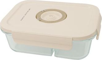 GiòStyle Behälter mit 2 Vakuum-Fächern für Lebensmittel, Glas, 1 l, rechteckig, lange Lebensdauer, Datumsanzeige auf dem Deckel, Perl-Linie