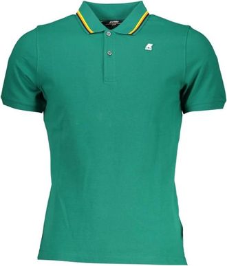 K-Way Homme, Tops, Vert, Taille: S Polo en Coton Vert avec D&eacute;tails Contrast&eacute;s