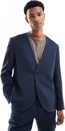 Viggo Elanga - Anzugjacke in Marineblau mit Waffelstruktur, Kombiteil