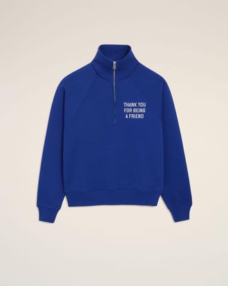 Ami Sweatshirt zipp&eacute; bleu en coton Thank you for being a friend Bleu Roi - XXXL - Unisex