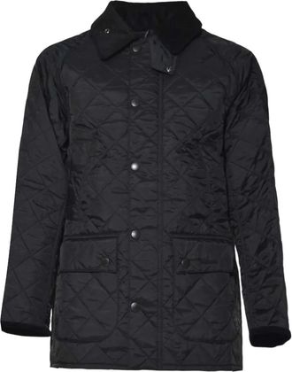 Barbour Gesteppter Mantel mit Cordkragen - Schwarz