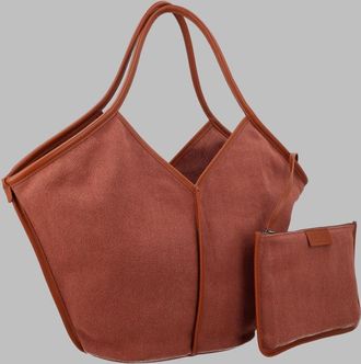 Hereu Womens Shoulder Bag Calella Linen Brown Recycled