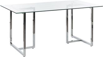Beliani Rechteckiger Esstisch transparent/Silber Sicherheitsglas 160 x 90 cm Envia