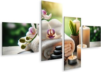 Islandburner Bild auf Leinwand Entspannung Kerzen Spa Relax Oase Orchidee Steine Wellness Kunst Bilder Wandbilder Poster
