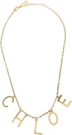 Chlo&eacute; Brass Necklace with Logo Charms