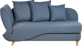 Beliani Chaiselongue Leinenoptik blau linksseitig mit Stauraum Kissen modern Meri II
