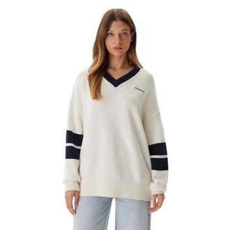 Guess Femme, Pulls, Blanc, Taille: 40 FR Tricot encolure en V