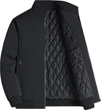 Generic Blouson bomber &agrave; col montant doubl&eacute; en polaire &eacute;paisse avec poches lat&eacute;rales pour homme - Manteau dhiver pour tous les jours, noir 2, XXL