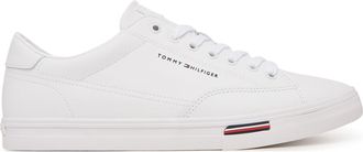 Tommy Hilfiger Sneakers Tommy Hilfiger Signature Midsole Lace-Up Trainers With Leather FM0FM05814 Wei&szlig;