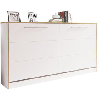 VCM Lit armoire avec base en caillebotis 90x200 H. 114 x B. 213 x T. 43 cm