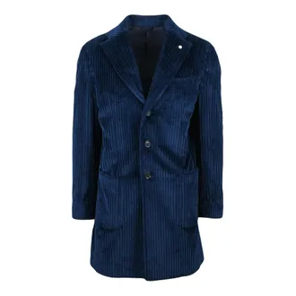 L.B.M. 1911 L.b.m. 1911, Homme, Manteaux, Bleu, Taille: XL Manteau en velours c&ocirc;tel&eacute;