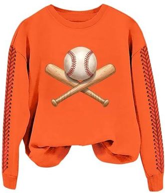 Generic Sweat-shirts pour femme - Haut dhiver pour femme - Imprim&eacute; graphique - Haut surdimensionn&eacute; &agrave; col rond - Manches longues - Automne - Hiver - D&eacute;contract