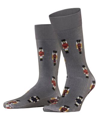Burlington Herren Socken Christmas M So Baumwolle gemustert 1 Paar, Grau Light Grey Melange 3390 December Days, 40-46
