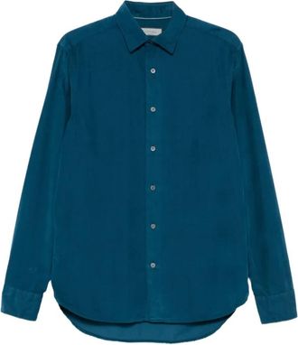 Canali Homme, Chemises, Bleu, Taille: XL Chemise en Velours Côtelé Bleu Cobalt