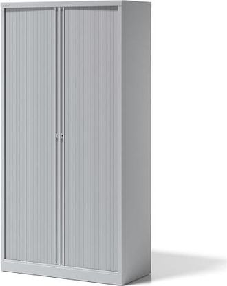 Bisley Rollladenschrank Essentials mit 4 Fachböden für 5 Ordnerhöhen, Metall, Lg645 Rollladen/Korpus Lichtgrau, 47 x 100 x 198 cm