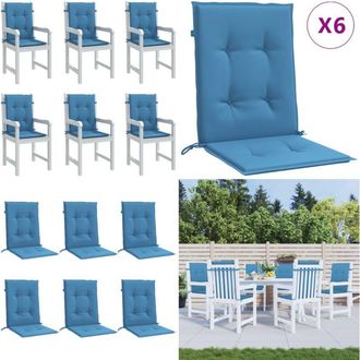 vidaXL Niedriglehner-Auflagen 6 Stk. Melange Blau 100x50x4 cm Stoff - Sitzkissen - Gartenstuhlkissen - Niedriglehner Auflagen - Outdoor Kissen - Balkon Deko