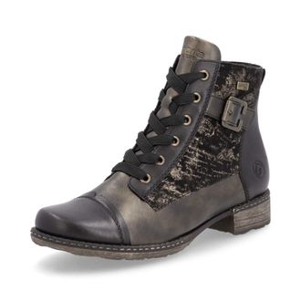 Remonte Damen Combat Boots D4381, Frauen Stiefeletten,lose Einlage,wasserabweisend,remonteTEX,uebergangsstiefel,schn&uuml;rstiefel,schwarz Kombi (03),39 EU