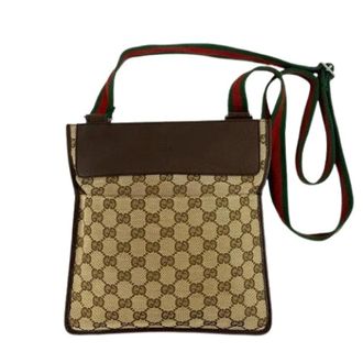 Gucci Sac bandouli&egrave;re en toile GG en cuir Pre-owned - Femme - Pre-owned - Brun - Taille: ONE Size