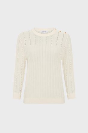 Gerard Darel Pull ajour&eacute; &agrave; boutons dor&eacute;s - LHENA - Ecru