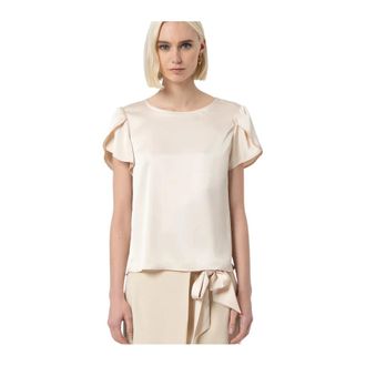 Fracomina Satin Top mit Rundhalsausschnitt - - Blouses & Shirts - Damen - Beige - S