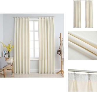vidaXL Verdunkelungsvorh&auml;nge mit Haken 2 Stk. Samt Creme 140x245cm - Elegante Vorh&auml;nge - Samtvorh&auml;nge - Cremefarbene Vorh&auml;nge - Wohnraumdekoration