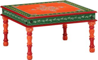 vidaXL Table basse orange bois de manguier massif peint &agrave; la main