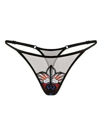 Zhilyova string en r&eacute;sille &agrave; broderies - Bleu