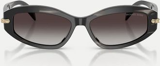 Michael Kors Wilmington lunettes de soleil ovales &agrave; verres gris, effet &eacute;caille noire