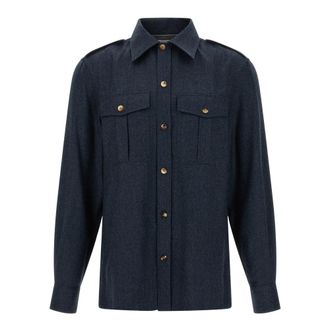 Brunello Cucinelli Overshirt aus Schurwoll-Flanell - - Shirts - Herren - Blau - XL