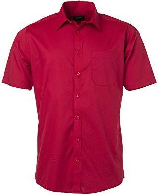James & Nicholson Homme Chemise Classique Popeline avec Finition Easy Care (XXL, Rouge)